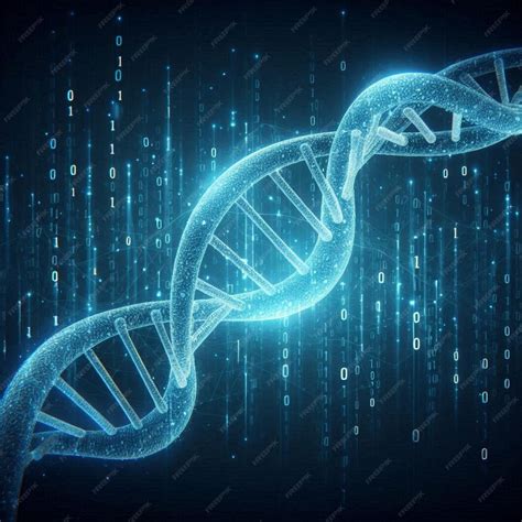 futuristic digital dna strand with binary code background premium ai