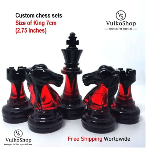Black Red Chess Set With Chess Board Custom Chess 2 75 Inch 7 Cm Chessboard Sizes 27 27cm