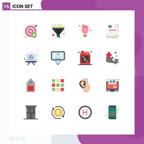 16 User Interface Flat Color Pack Of Modern Signs And Symbols Of Board Agreement Flower Business