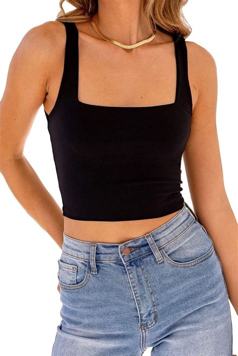 Cute Square Neck Crop Tank Tops