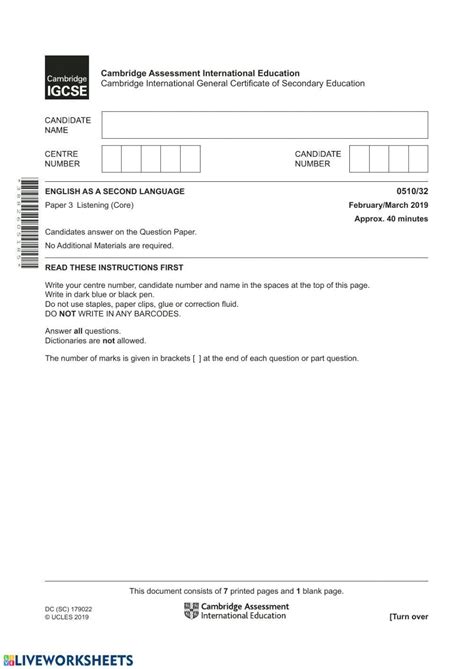 Cambridge Igcse Listening Practice Online Exercise For Live Worksheets