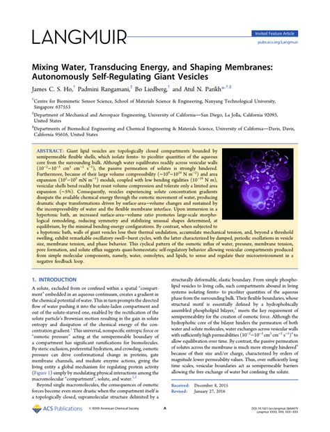 Pdf Mixing Water Transducing Energy And Shaping Membranes