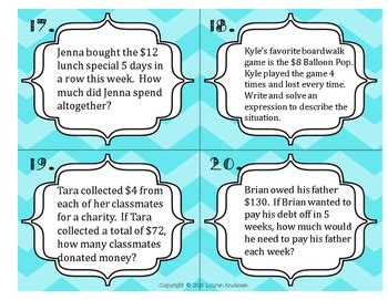 Integer Operation Task Cards For Multiplication And Division TpT