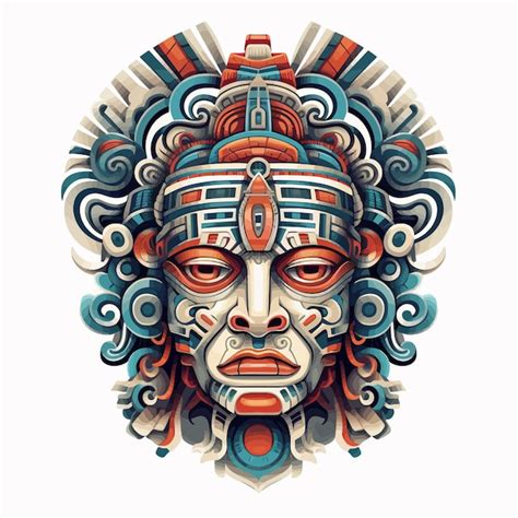 Premium Vector Aztecgodfacevectorillustrated