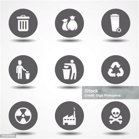 쓰레기 아이콘을 설정합니다 벡터 일러스트입니다 Infographic 로고 애플 리 케이 션 개발 및 웹사이트 디자인에 대 한 서명 강철에 대한 스톡 벡터 아트 및 기타