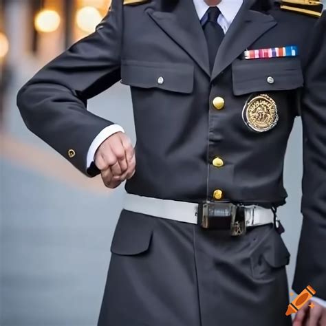 A Well Dressed Dolphin Security Guard Standing At Attention In His