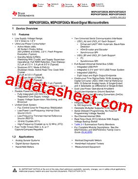 MSP FG Datasheet PDF Texas Instruments