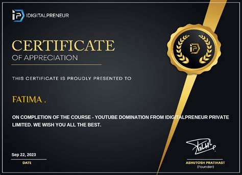 Fatima Mohib On Linkedin My Certificate Of Appreciation On Completion Of The Course Youtube