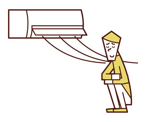에어컨 바람에 냉각 남자의 그림 무료 일러스트 소재집 Kukukeke