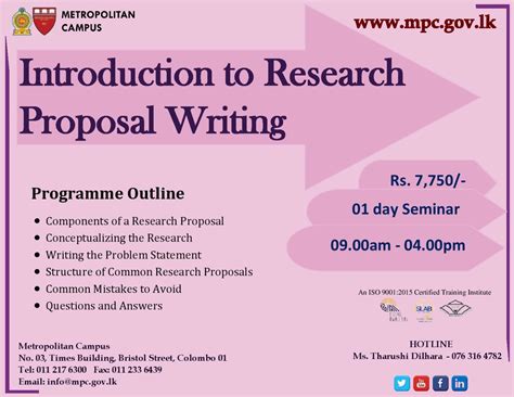 Introduction To Research Proposal Writing Metropolitan Campus