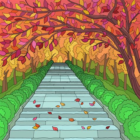 Pathway Drawing With Leaves
