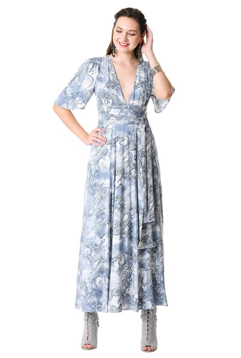 Shop Paisley Print Banded Empire Maxi Dress EShakti