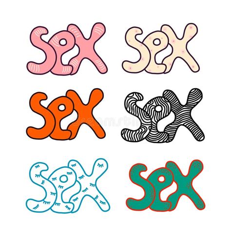 Sex Set Of Six Words Hand Drawn In Cartoon Style Stock Vector