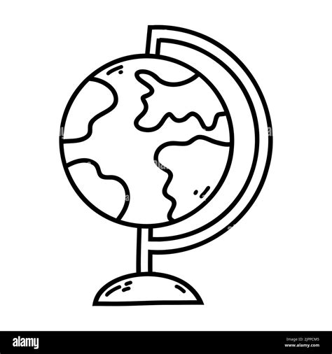 Hand Drawn Doodle Globe Icon Vector Sketch Illustration Of Black