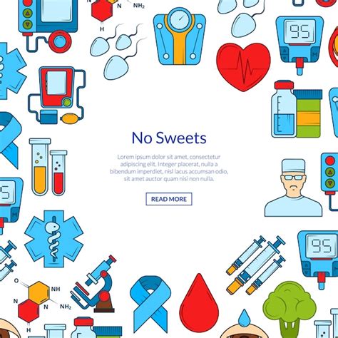 Premium Vector Colored Diabetes Icons Banner Set