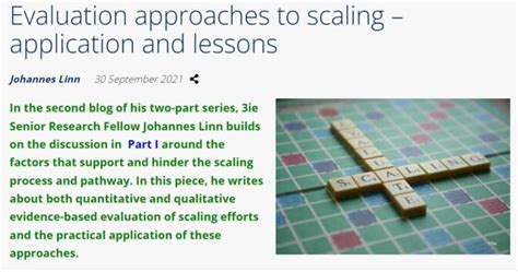 Evaluation Approaches To Scaling Application And Lessons Scaling Community Of Practice