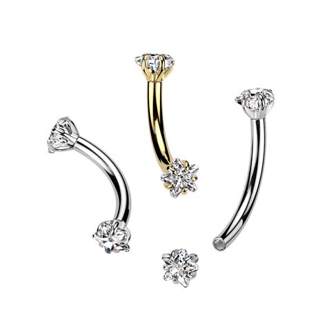 Implant Grade Titanium Gold Pvd White Cz Star Shaped Internally