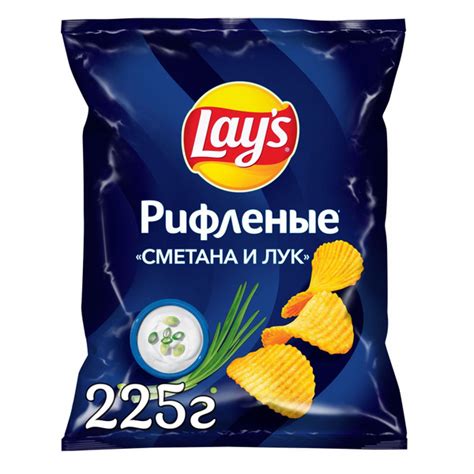 Чипсы картофельные Lay's рифленые сметана-лук 225 г - купить с ...