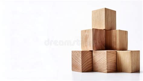 Stacked Pyramid Of Wooden Blocks 3d Wood Cube Block With Timber