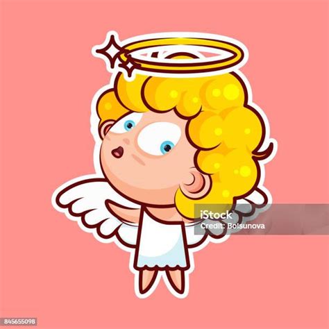 스티커 Emoji 이모티콘 무슨 일이 이 봐 감정 벡터 고립 된 그림 문자 신성한 존재 귀여운 하늘 천사 성자 성령 날개 빛나는