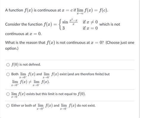 solved a function f x is continuous at x cif lim f x