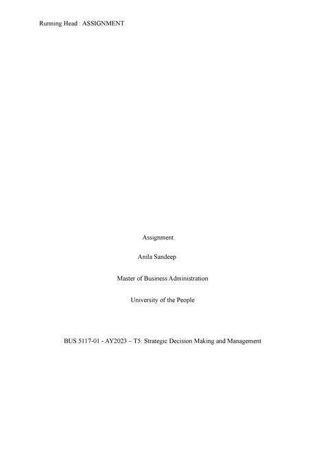 Assignment Unit 3 BUS 4404 UoPeople Studocu