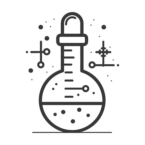 roundbottom flask with measurement markings and molecule structure