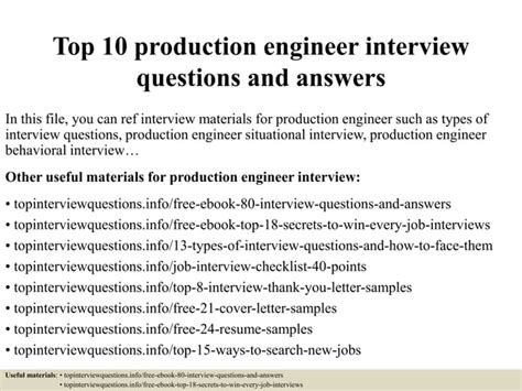 top 10 production engineer interview questions and answers