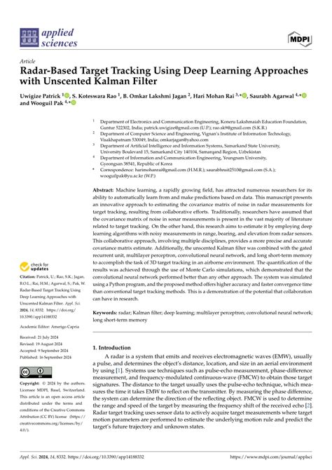 Pdf Radar Based Target Tracking Using Deep Learning Approaches With Unscented Kalman Filter