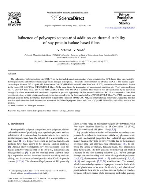 Pdf Influence Of Polycaprolactone Triol Addition On Thermal Stability