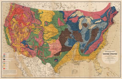 19th Century Geological Map Of The United States New World Cartographic