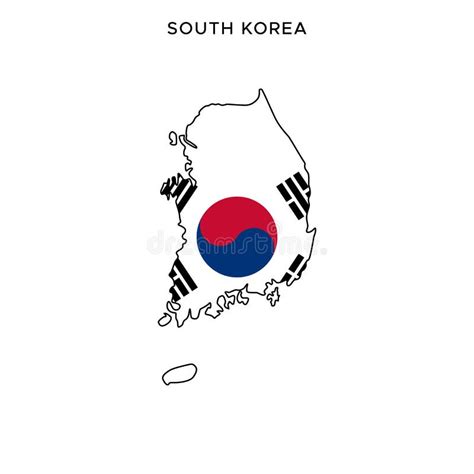 Map And Flag Of South Korea Vector Design Template With Editable Stroke