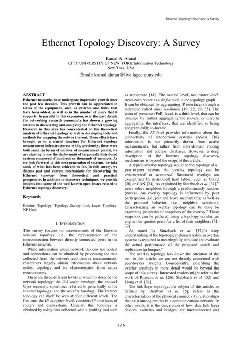 Pdf Ethernet Topology Discovery A Survey