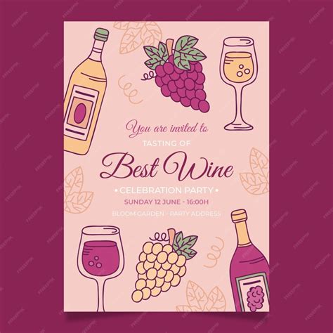 Free Vector Wine Party Invitation Template