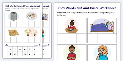 Phase 2 Set 2 Cvc Words Cut And Paste Worksheet Twinkl