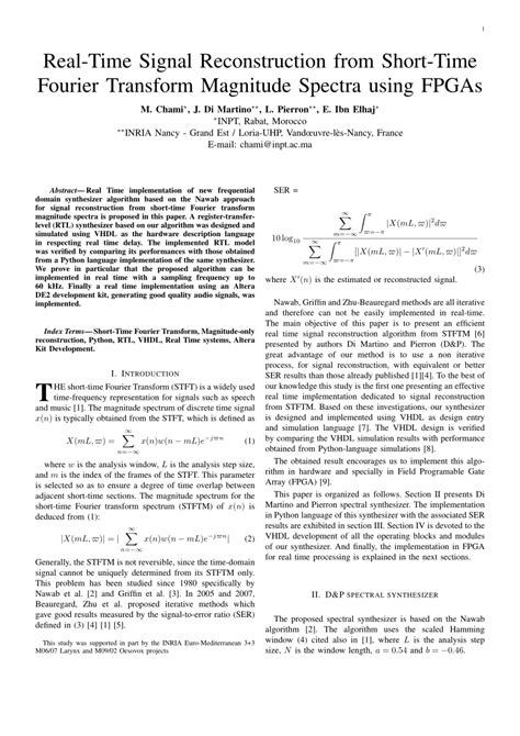 Pdf Real Time Signal Reconstruction From Short Time Fourier Transform