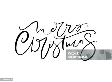 메리 크리스마스 손으로 그린 레터링 벡터 일러스트 레이 션 크리스마스 서 예 흰색 바탕에 배너 엽서 포스터 디자인 인사말 카드에 대 한 고립 된 붓글씨 요소 겨울에 대한