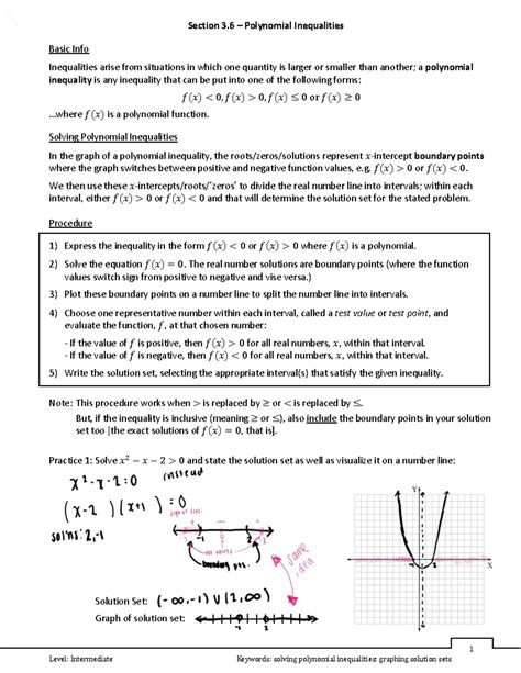 36 Polynomial Inequalities Section 3 Polynomial Inequalities 1 Level Intermediate