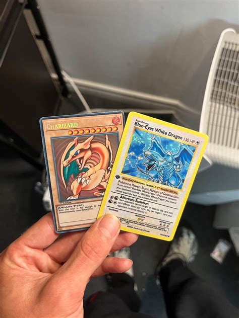 Blue Eyes White Dragon And Charizard Swapped Art Style Custom Cards Etsy