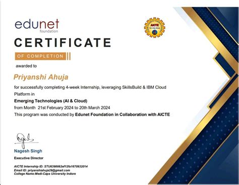 Priyanshi Ahuja On Linkedin Aicte Ibm Edunet Skillsbuild Ibmcloud