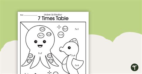 Colour By Number Worksheet 7 Times Tables Teach Starter