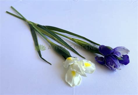 F0326 Artificial Dutch Iris Stem 60cm Purple White Artistic