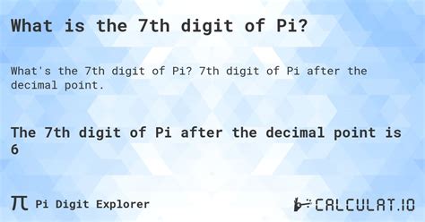 What Is The 7th Digit Of Pi Calculatio