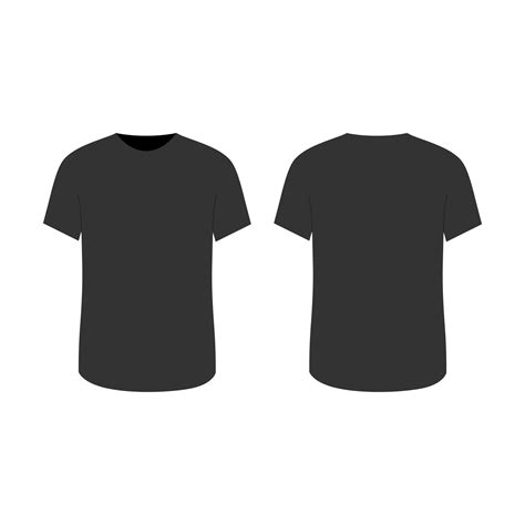 Blank T Shirts Mockup Set Template Front And Back View Black T Shirt Vector Isolated On White