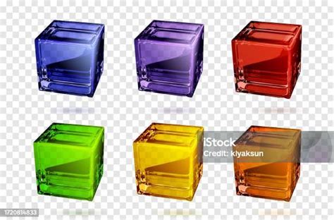 다양한 색상의 사실적인 3d 유리 큐브 반짝이는에 대한 스톡 벡터 아트 및 기타 이미지 반짝이는 벡터 입방체 Istock