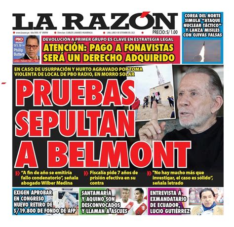 Portada Diario La Razón 04 09 2023 La Razón