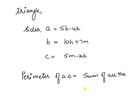 SOLVED A Triangle Has Side Lengths Of 5h 4k Centimeters 10h 7m
