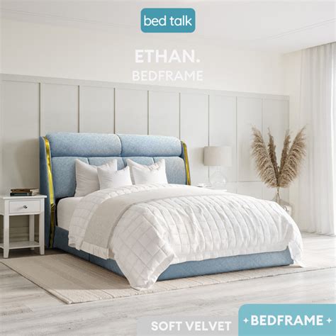 🎁 Free Install 🎁 Bedtalk Ethan Premium Bedframe Soft Velvet Queen