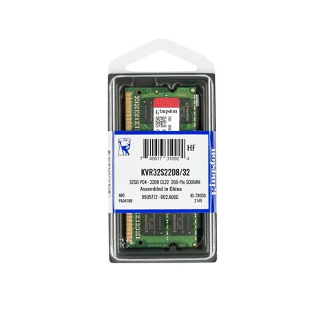 Kingston 32gb Ddr4 3200 Mhz Notebook Ram Bellek Kvr32s22d8 32