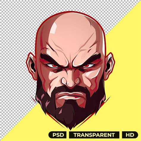 Logotipo Do Mascote Do Homem Careca Isolado Em Fundo Transparente